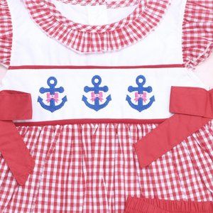 Matching Sets | Boutique Anchor Nautical Girls Red Gingham Tunic Shorts ...